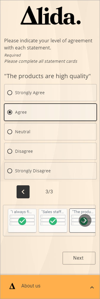 Create a Single Choice Grid Sliders question – Alida Help Center
